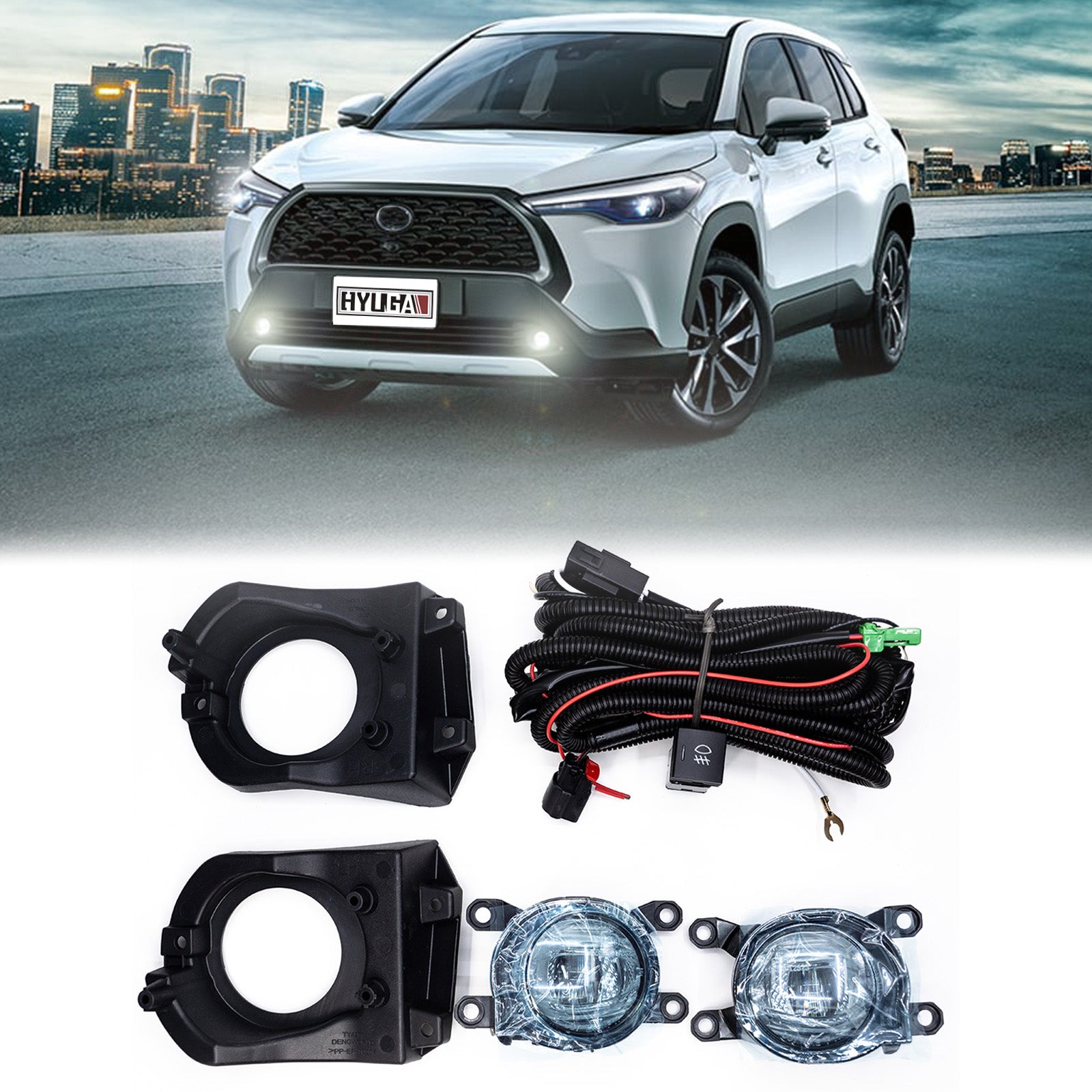 LED Fog Lights Assembly Fit for 2020~ Toyota Corolla Cross with Wiring
