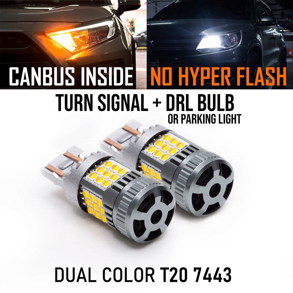 LED Switchback White / Amber Auto LED Bulb T20 7443 7444 36SMD Turn Si