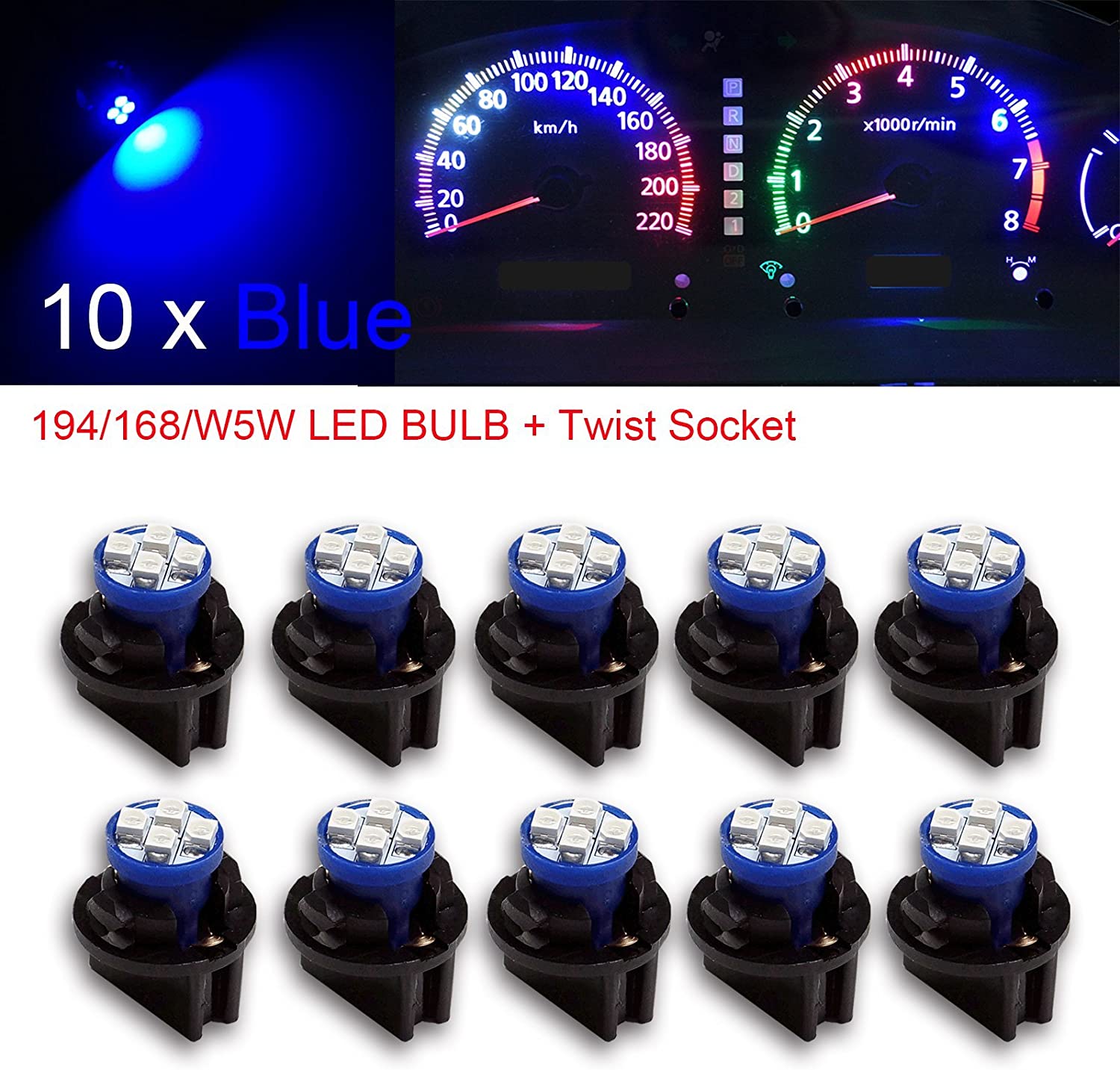T10 #168 #194 12V LED instrument Panel Dash Cluster Light Bulb with 1/